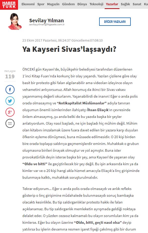 Haddini Bil Sevilay Yılman! Ya Kayseri Sivas’laşsaydı? Ne Demek?